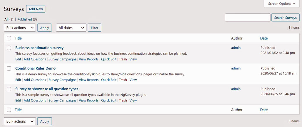 NgSurvey Features – NgIdeas
